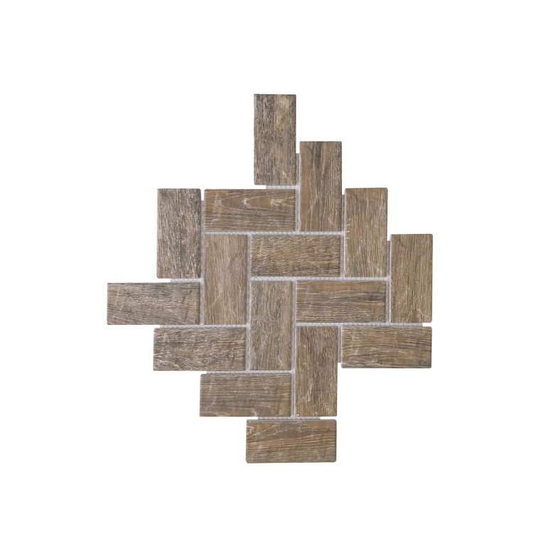 Fishbone Matt Woodgrain Light Brown Porcelain Mosaic FT9523 - P&S Tiles