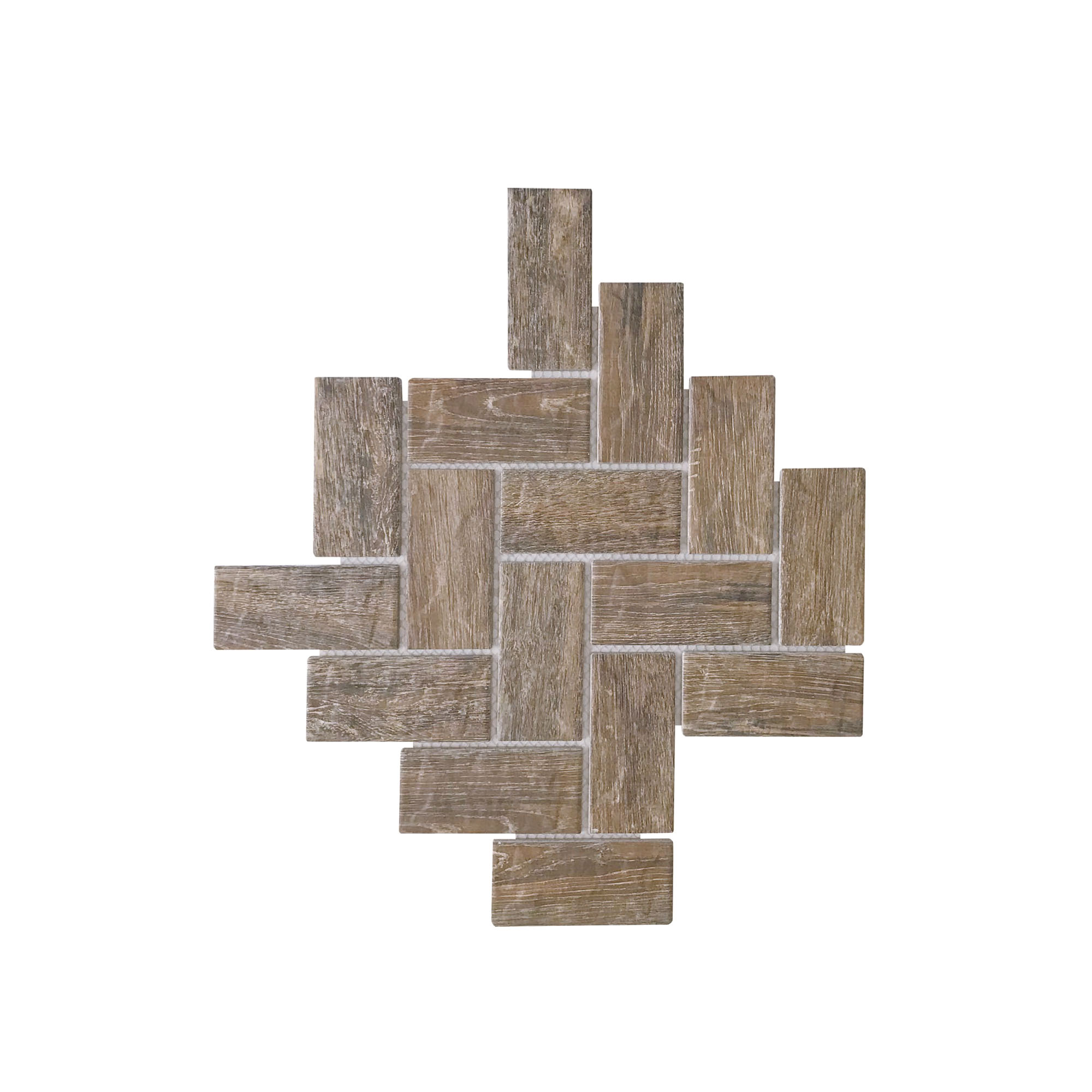 Fishbone Matt Woodgrain Light Brown Porcelain Mosaic FT9523 - P&S Tiles